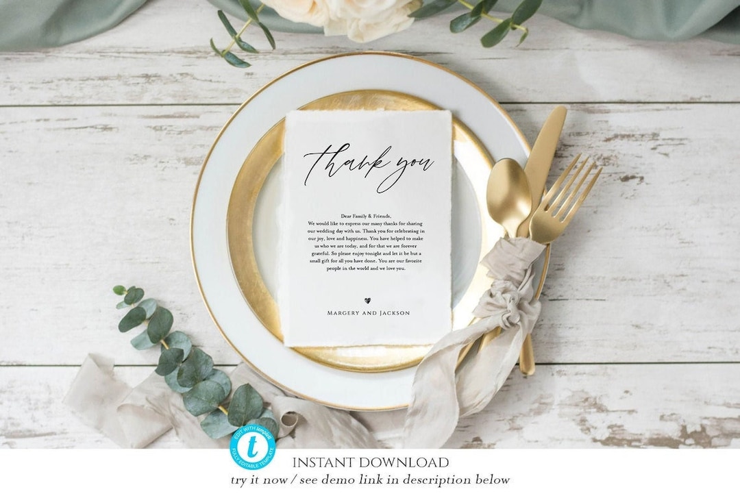 Place Setting Thank You Cards, Thank You Cards, Place Thank You ...