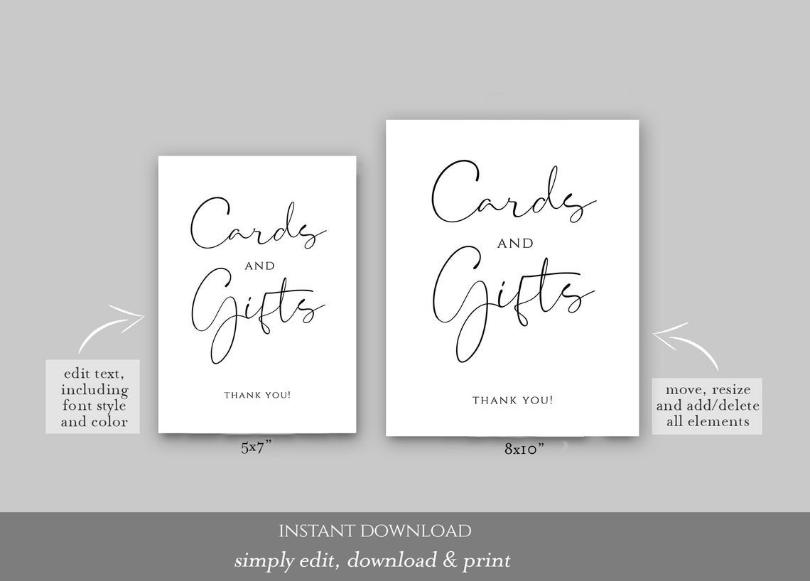 Gifts and Cards Sign Gift Table Sign Cards and Gifts Sign - Etsy