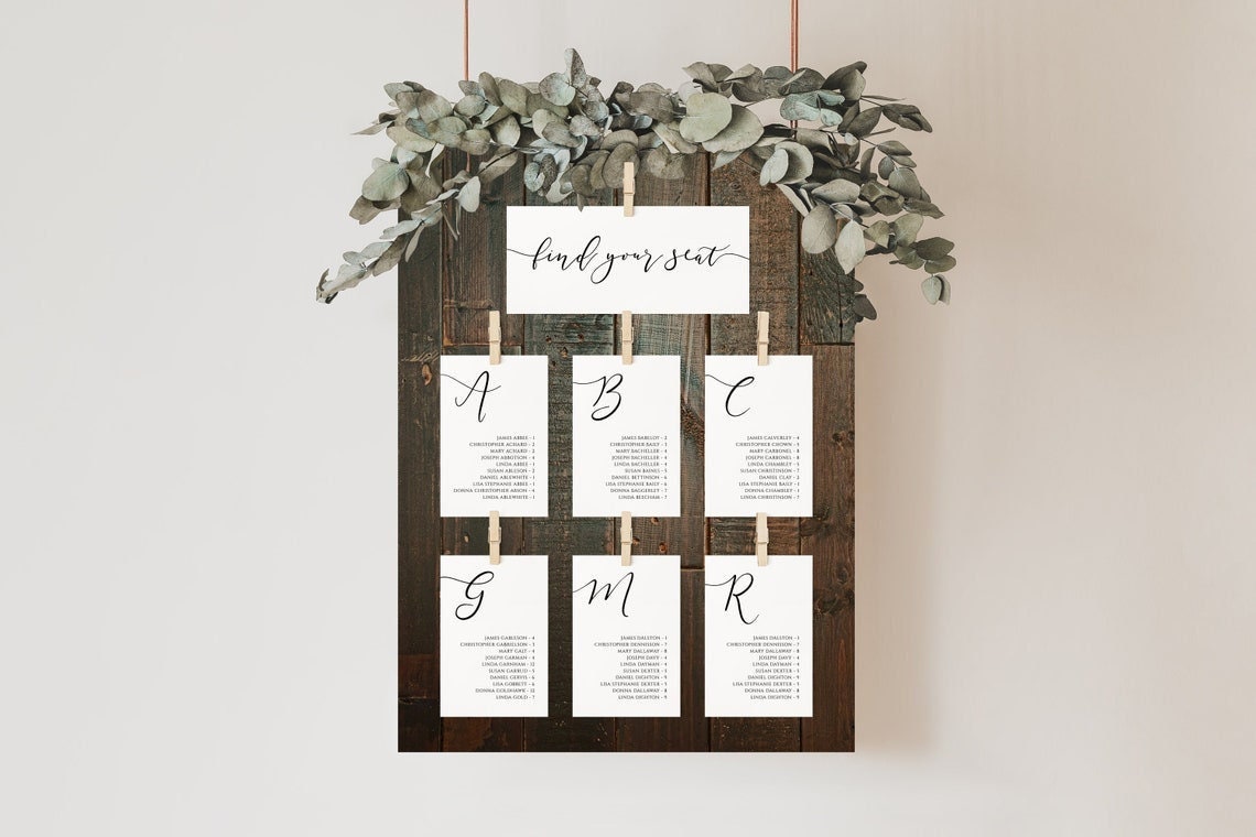 4x6 Alphabetical Seating Chart Template Table Seating Chart - Etsy
