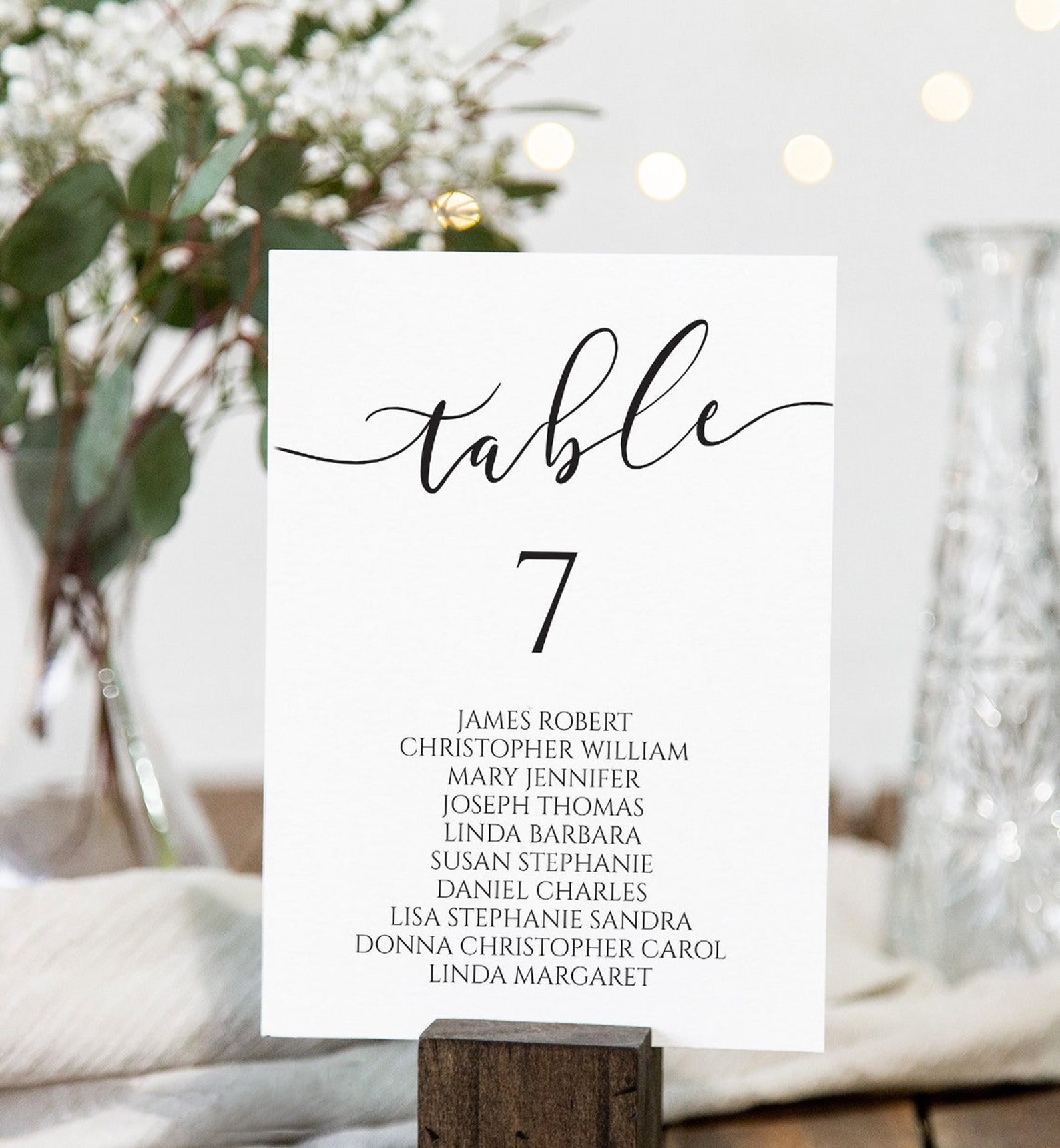 5x7 Wedding Seating Chart Template Calligraphy Table Seating - Etsy