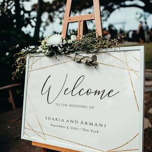 Gold Geometric Welcome Sign Printable, Welcome Sign Gold Frame, Welcome ...