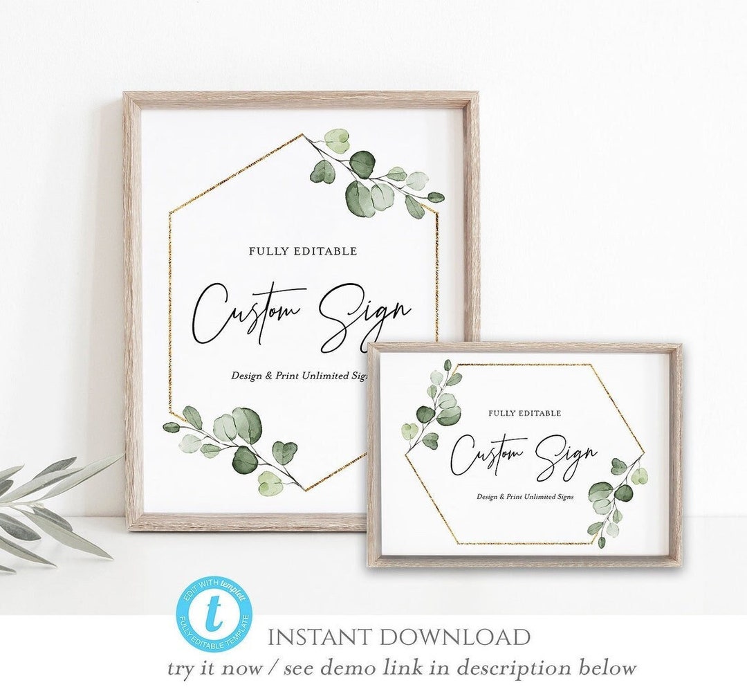 4x6 Custom Sign Greenery Geometric Template, 100% Editable Text, Create ...