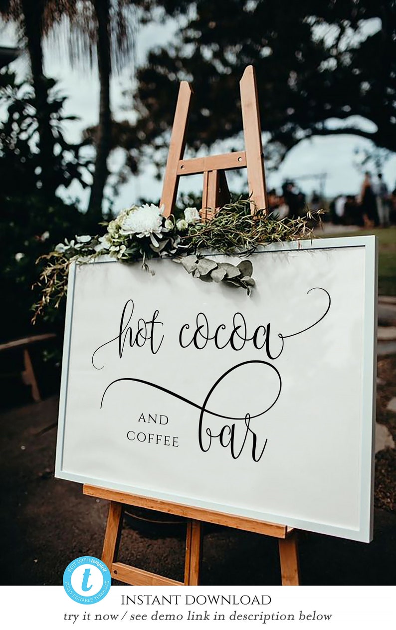 Hot Cocoa Bar Sign Coffee Bar Sign Editable Hot Cocoa and - Etsy