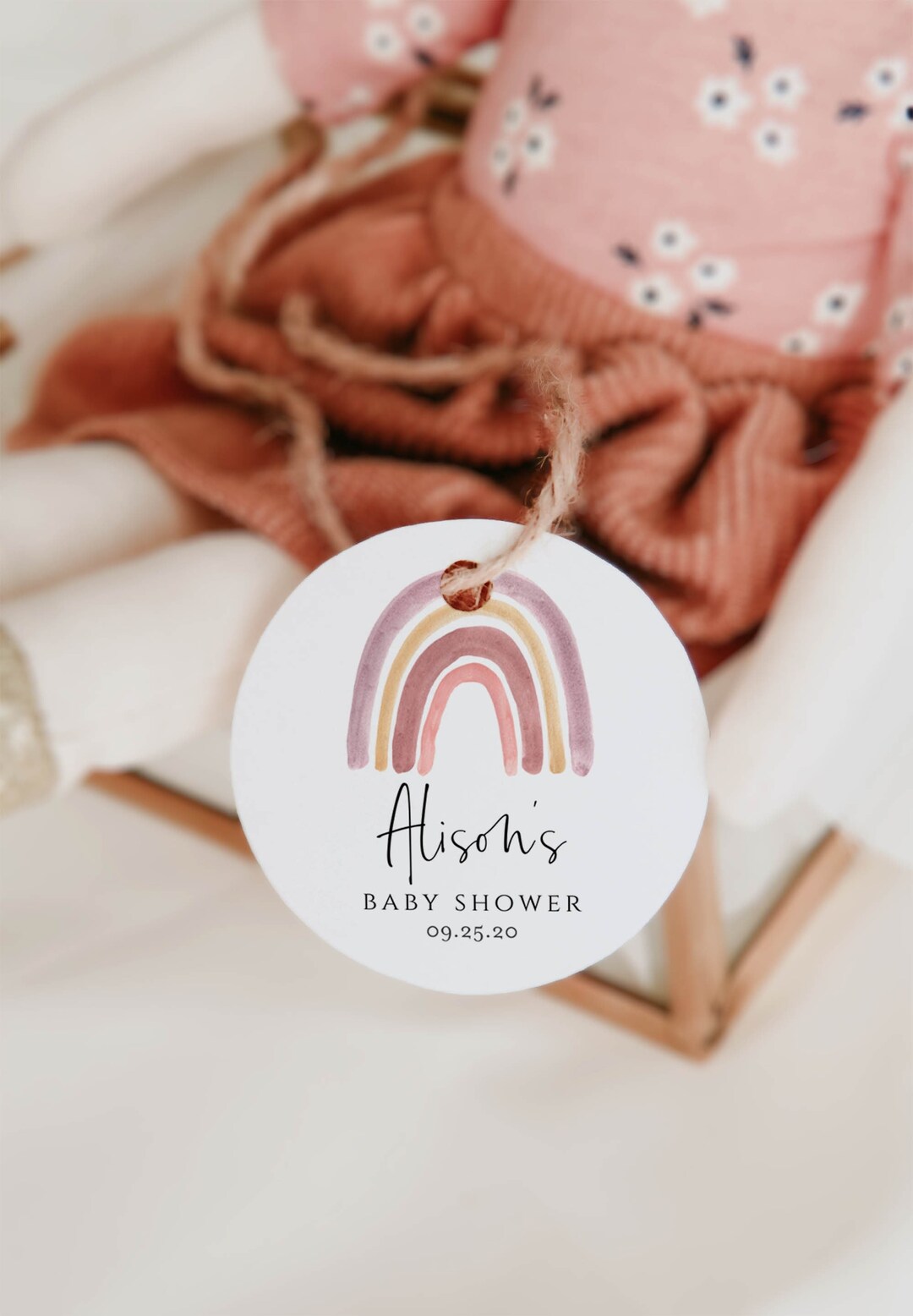 Rainbow Favor Tag Template, Rainbow Round Baby Shower Tag, Rainbow Boho ...