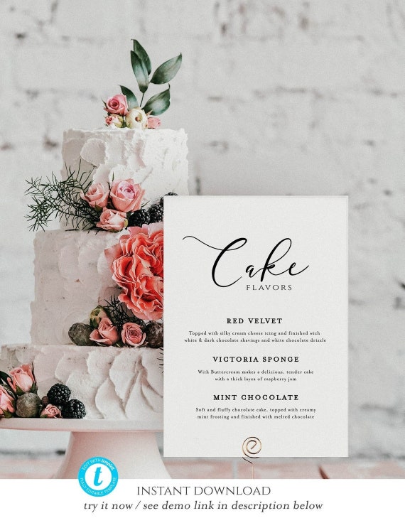 Cake Sign Template Cake Table Sign Wedding Cake Stand Cake | Etsy