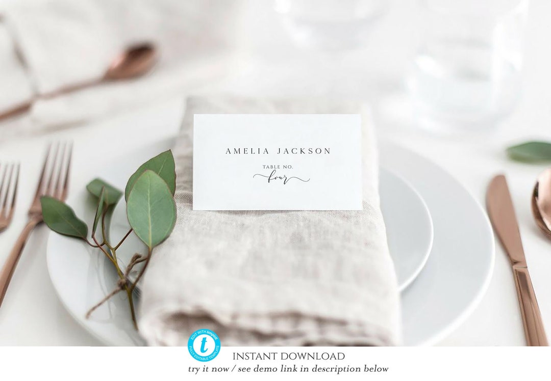 Place Card Template, Calligraphy Table Wedding, Editable Place Cards ...