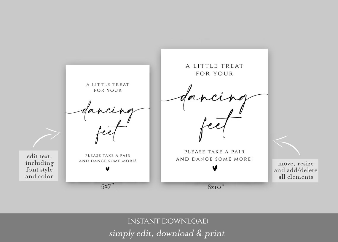 Flip Flop Sign, Minimalist Wedding Dancing Feet Sign, A Little Treat ...