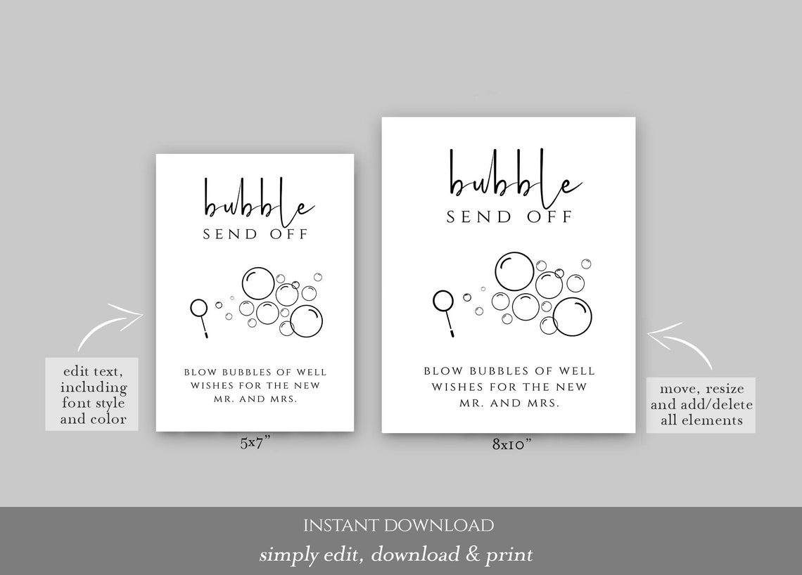 Bubble Send off Wedding Sign Modern Bubble Wedding Sign | Etsy