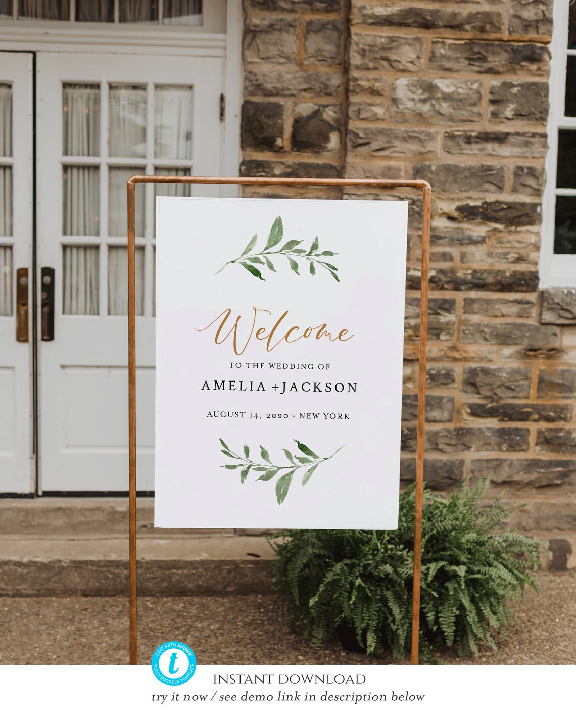 Greenery Welcome Sign Printable, Editable Eucalyptus Welcome Sign ...