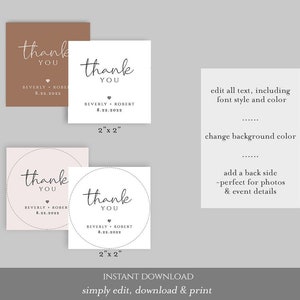 Minimalist Thank You Square Tag Template, Personalized Thank You Gift ...