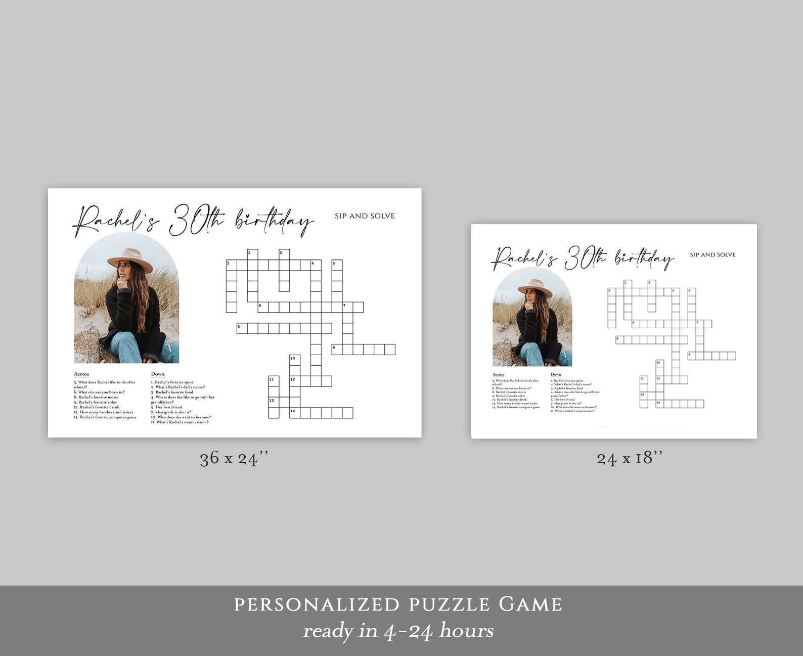 Custom 30th Birthday Crossword Game, Personalized Puzzle Game, Look Who ...
