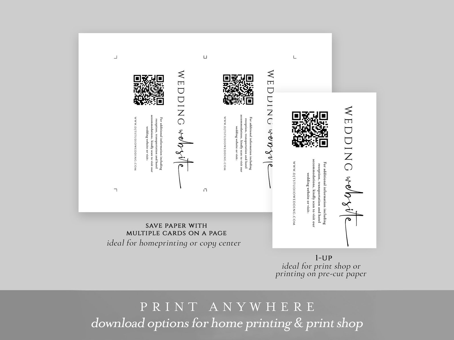 QR Code Wedding Website Card Minimalist Wedding Insert - Etsy