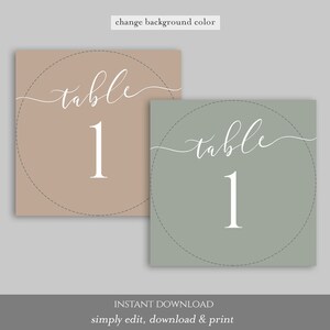 Table Numbers Card Calligraphy, Round Table Number Elegant, Circle ...