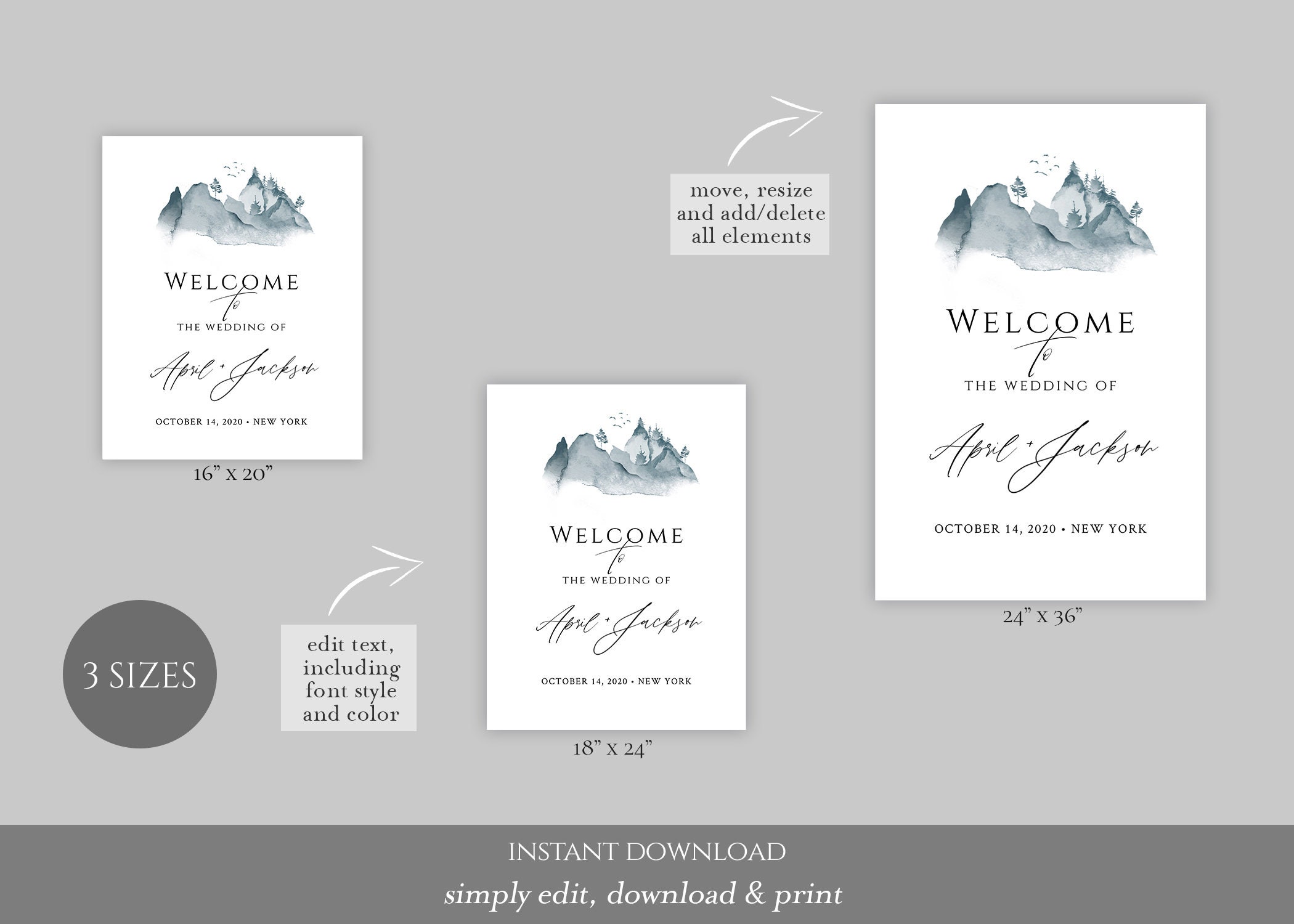 Mountain Welcome Sign Printable Mountain Lake Welcome Sign - Etsy