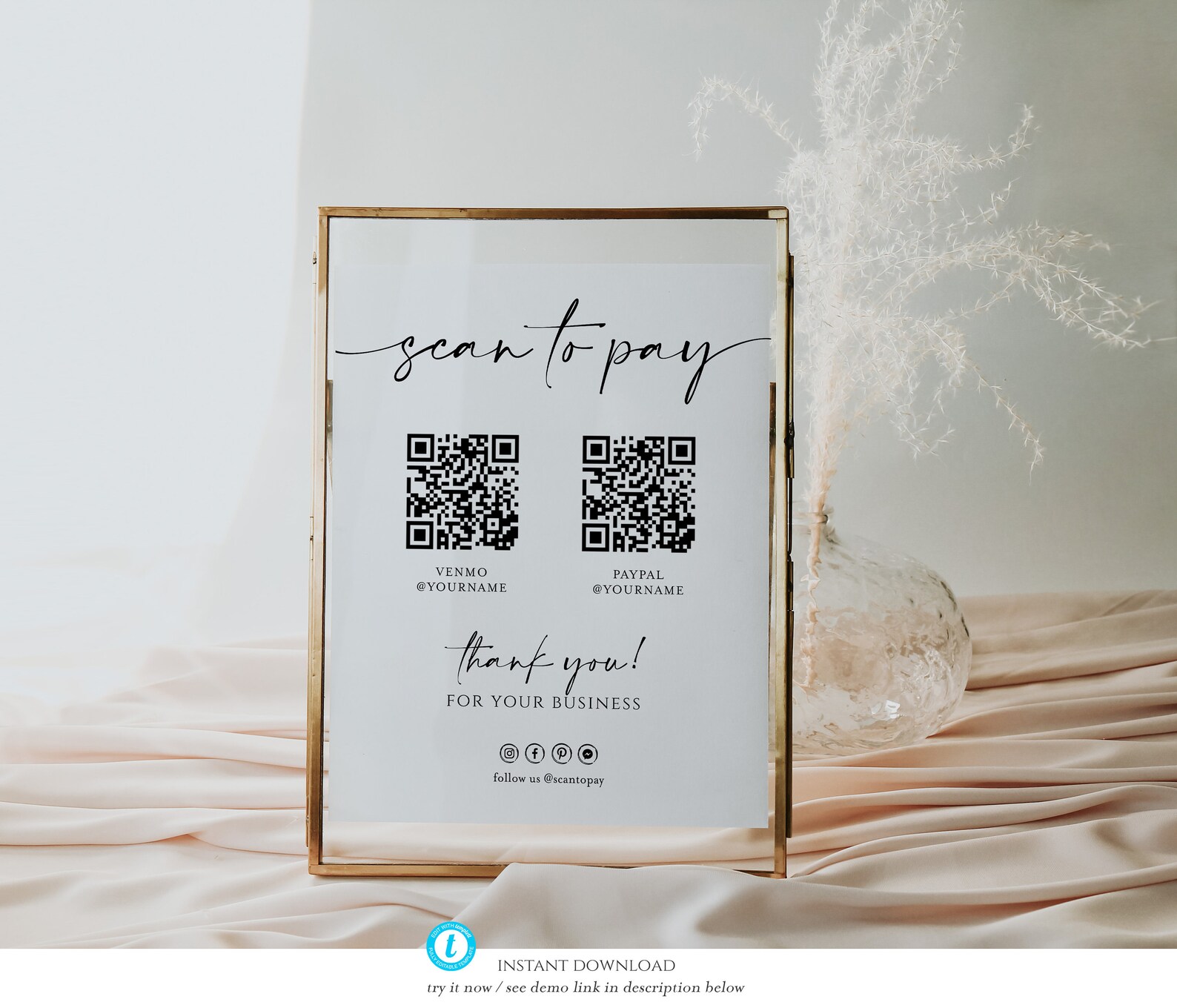 QR Code Sign Scan to Pay Sign Cashapp Payment Sign - Etsy