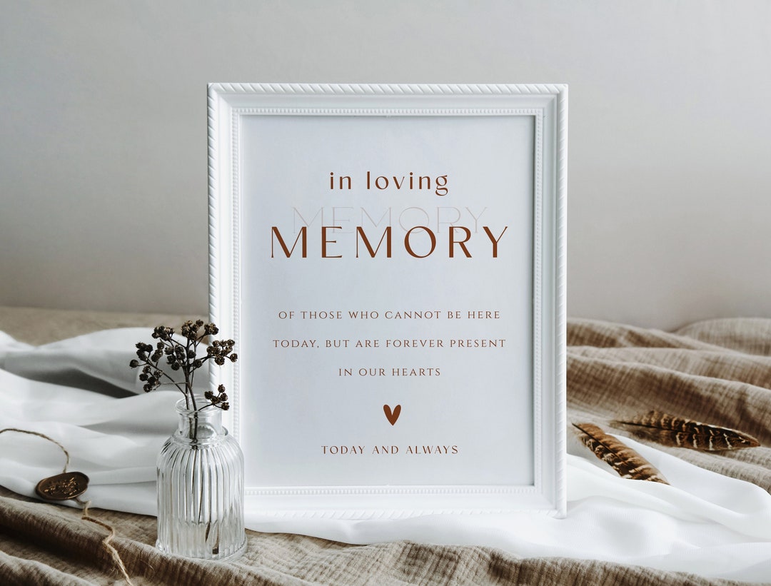 Terracotta in Loving Memory Sign Template, Printable in Memory Sign ...