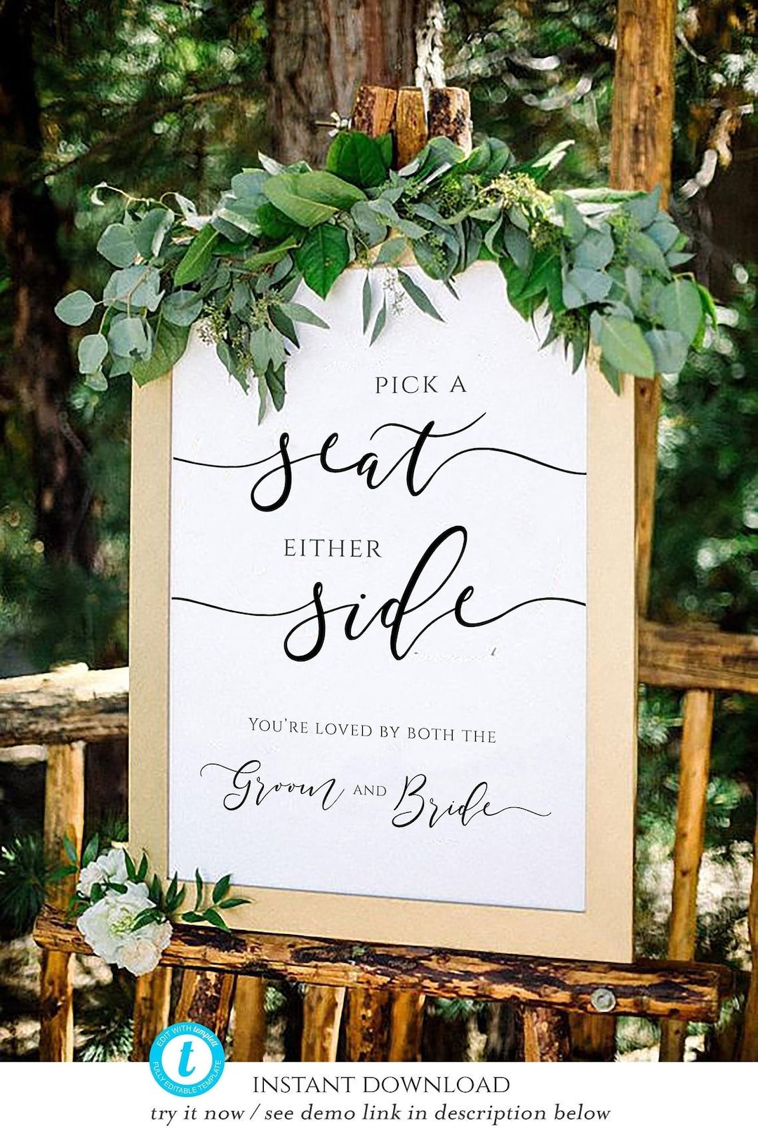 Pick a Seat Either Side Sign, You’re Loved by Both the Groom & Bride ...