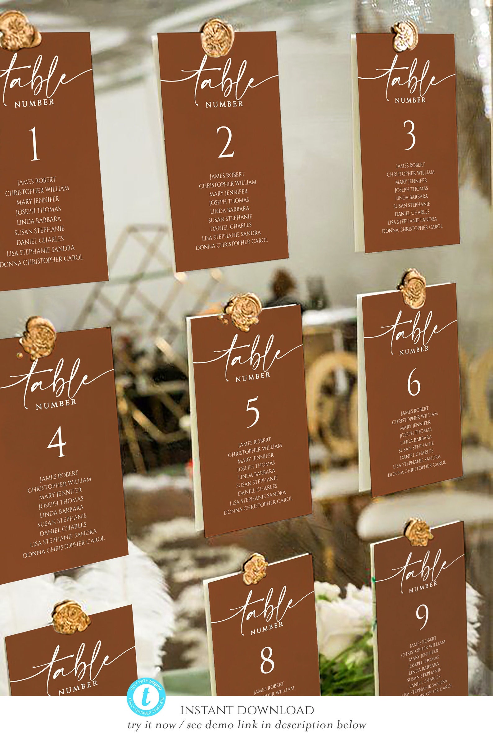 3x5 Terracotta Wedding Seating Chart Template, Terracotta Table Seating ...