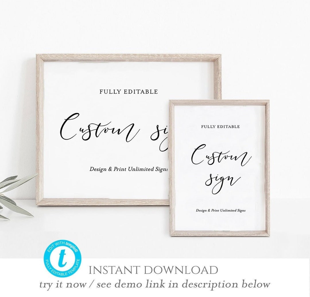 Custom Sign Template, Custom Sign Elegant Printable, Modern Custom Sign ...