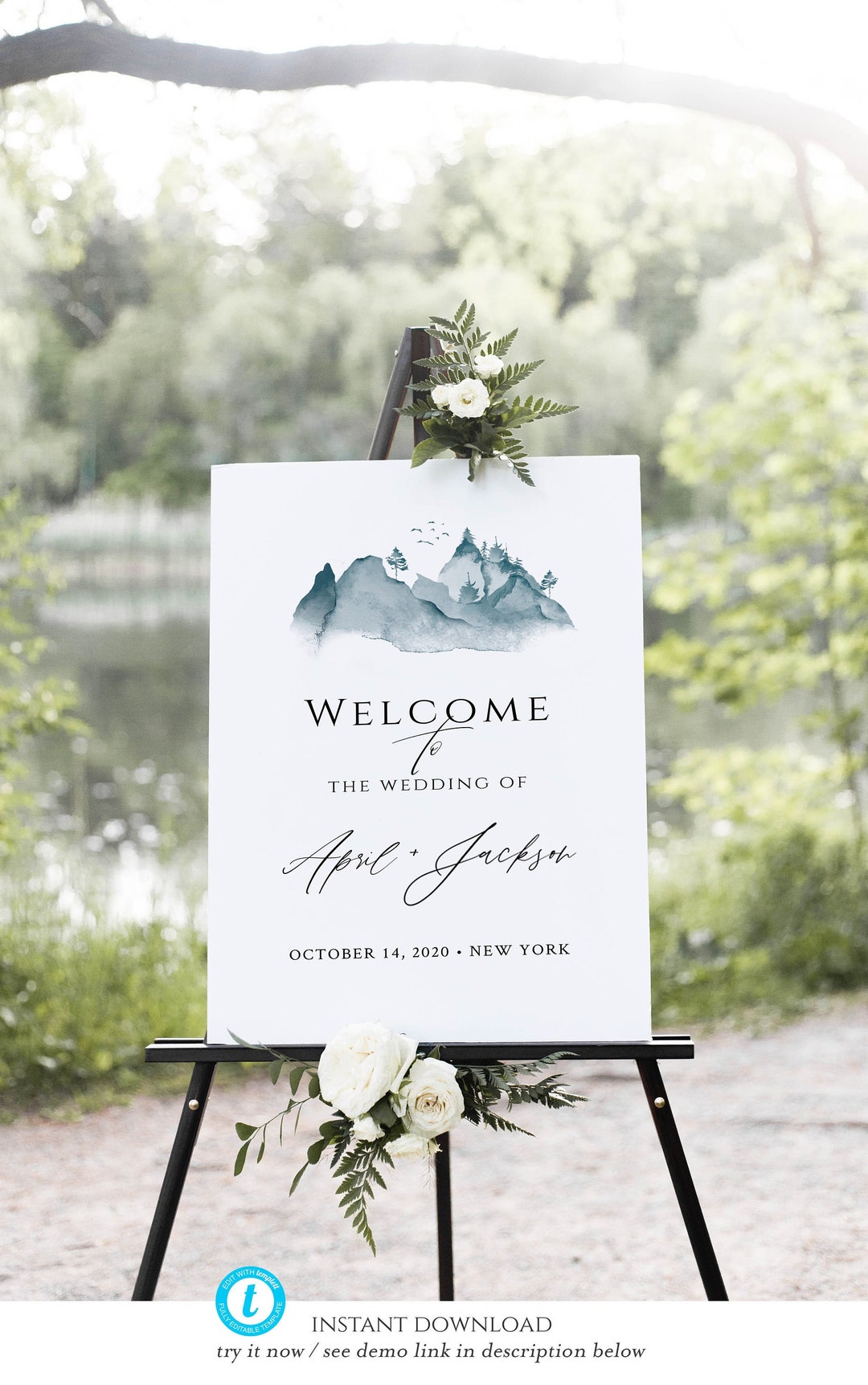 Mountain Welcome Sign Printable, Mountain Lake Welcome Sign, Montana ...