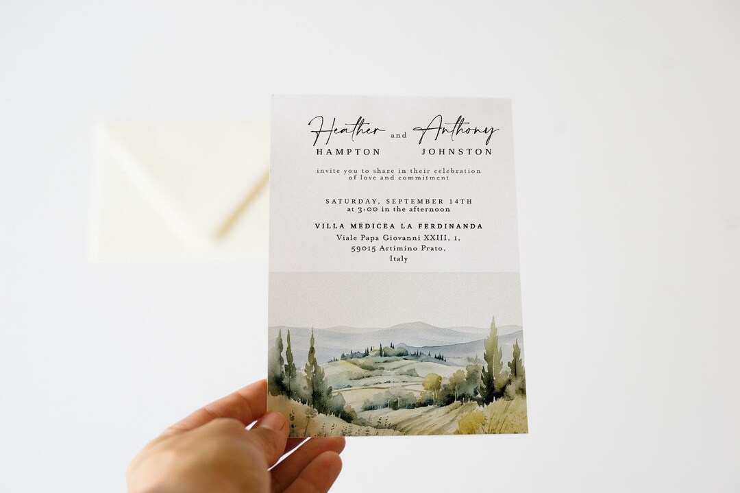 Tuscany Wedding Invitation Template, Italy Wedding Invitation, Travel ...