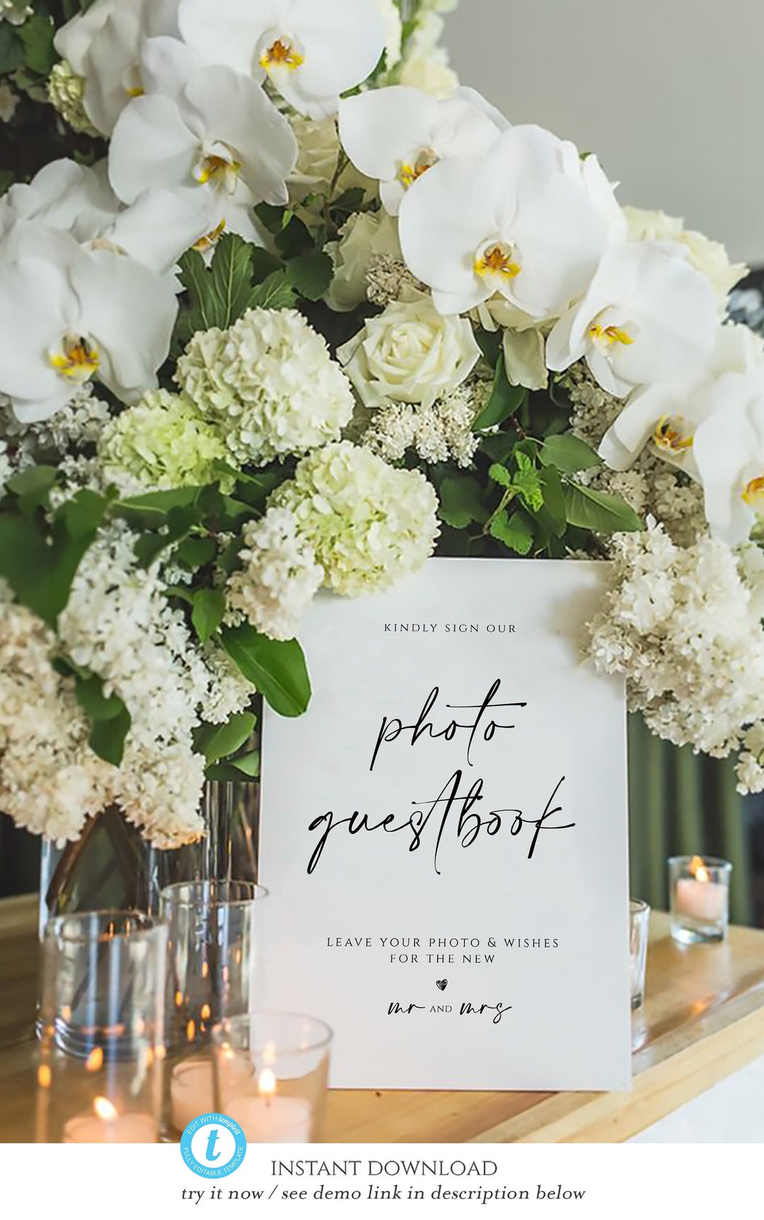 Photo Guestbook Sign Template, Printable Guestbook Cards, Guest Book ...