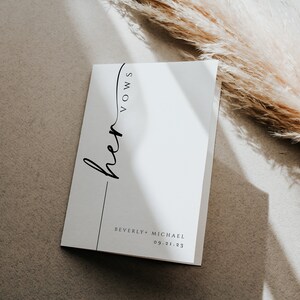 His and Her Wedding Vow Template, Personalized Vow Booklet, Custom ...