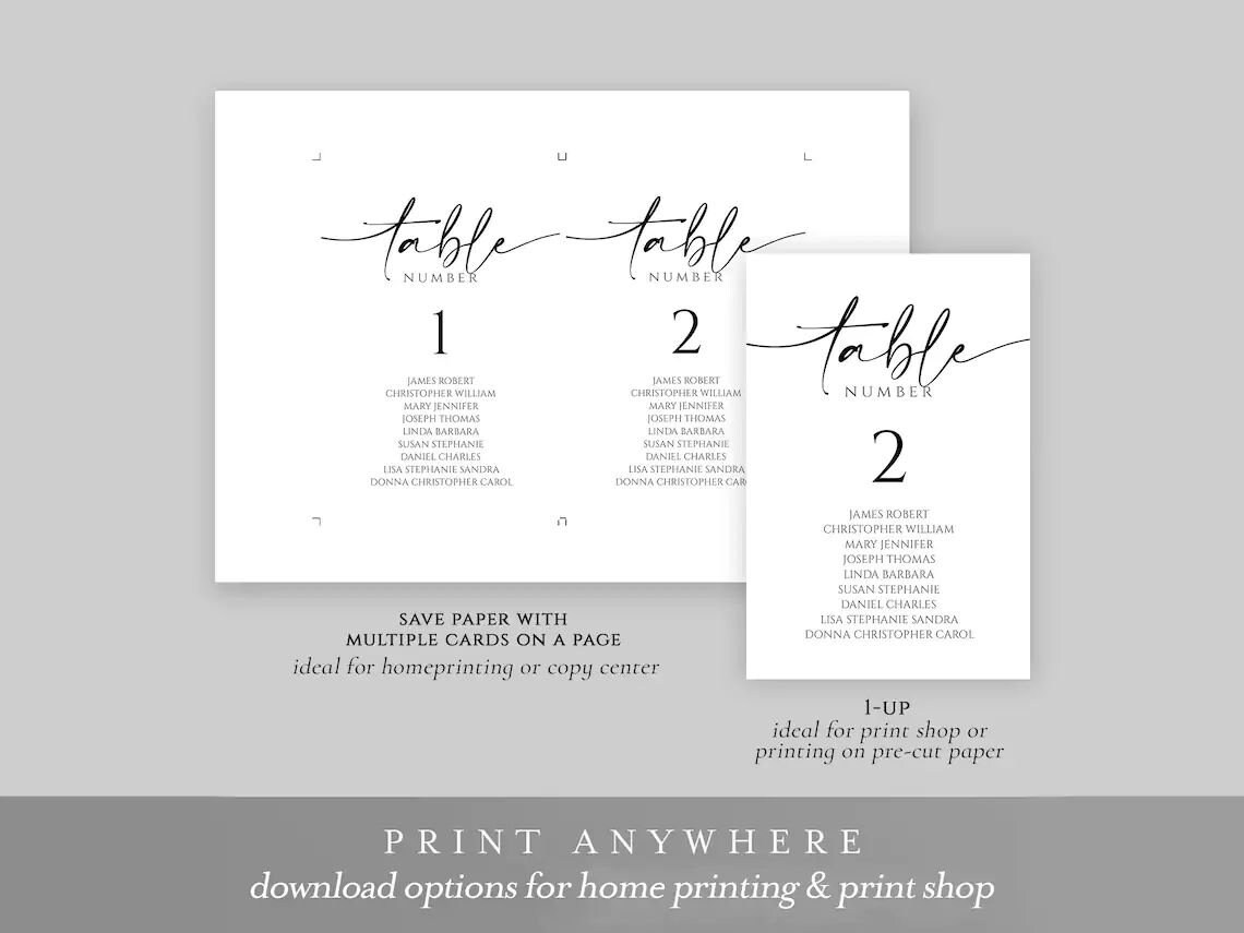 4x6 Wedding Seating Chart Template Calligraphy Table Seating - Etsy
