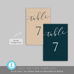 Wedding Table Numbers Template Calligraphy, Modern Wedding Table ...