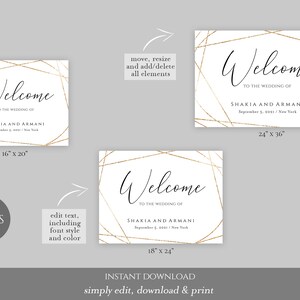 Gold Geometric Welcome Sign Printable, Welcome Sign Gold Frame, Welcome ...