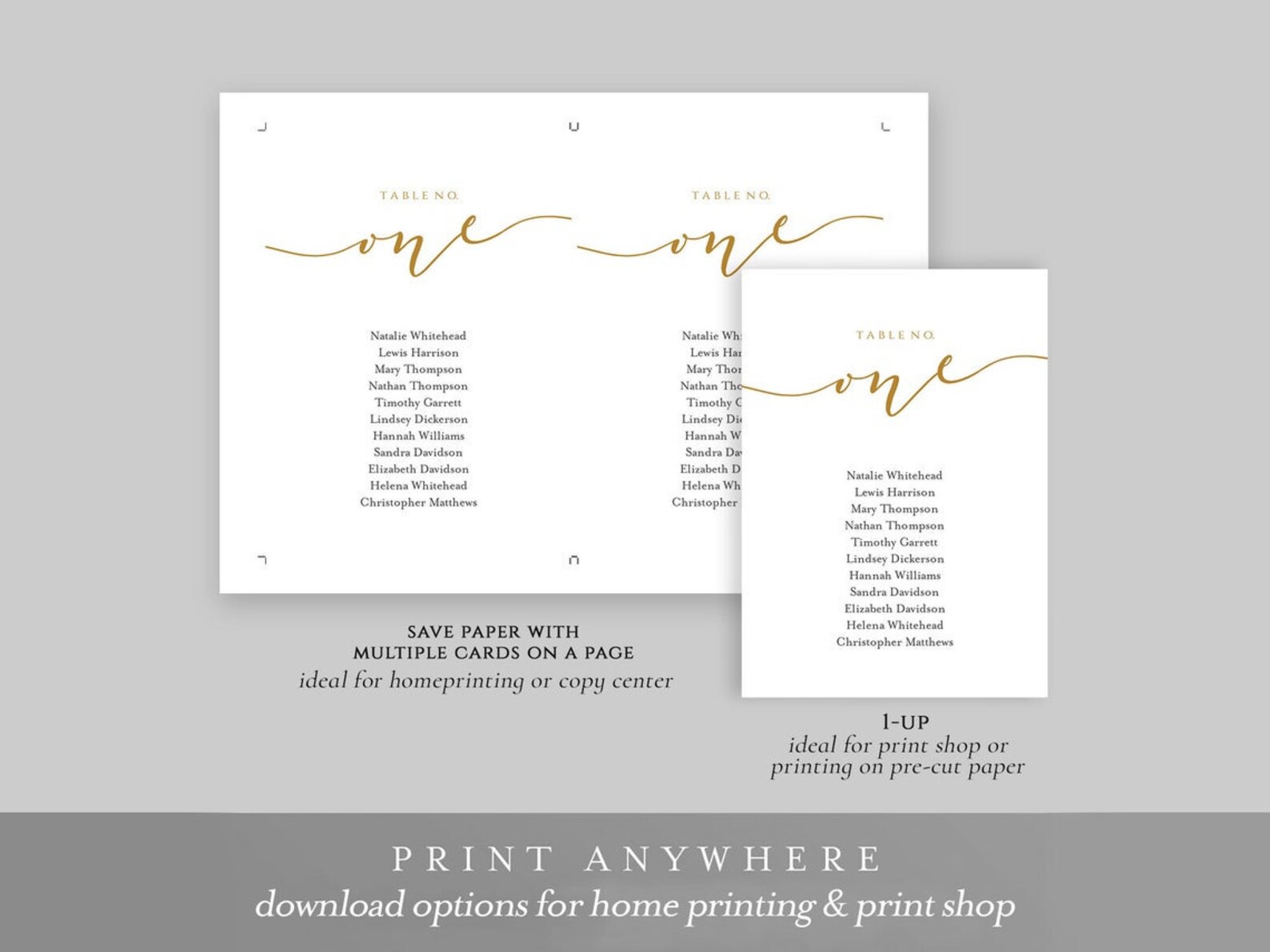 5x7 Wedding Seating Chart Gold Template Calligraphy Table - Etsy