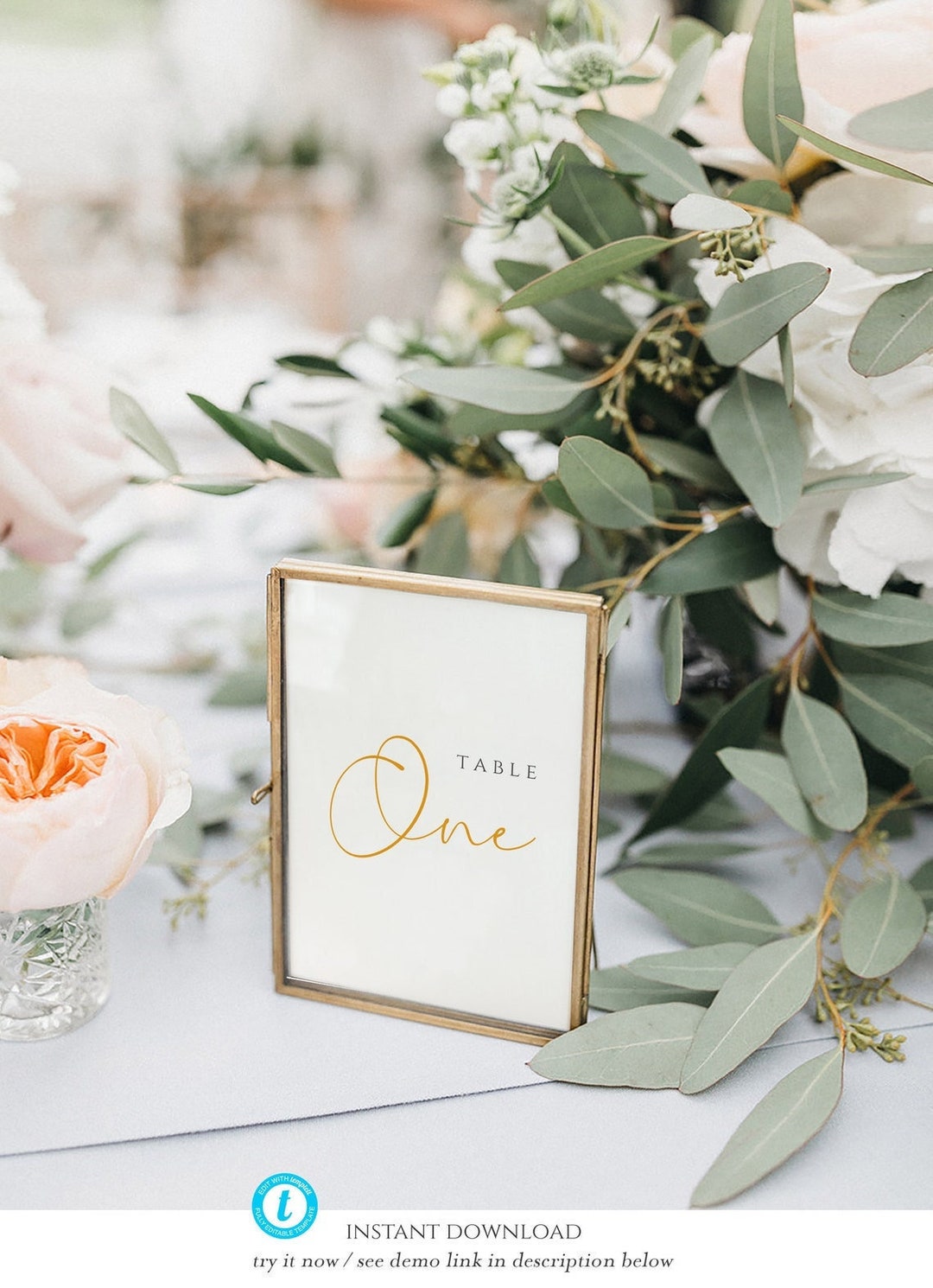 Table Numbers Card Gold Calligraphy, Wedding Table Number Elegant ...
