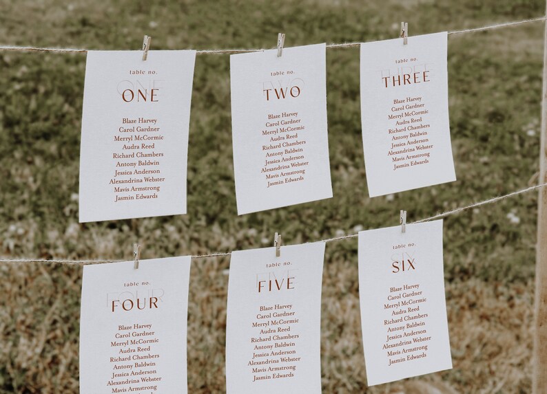 5x7 Terracotta Seating Chart Template Table Seating Chart - Etsy