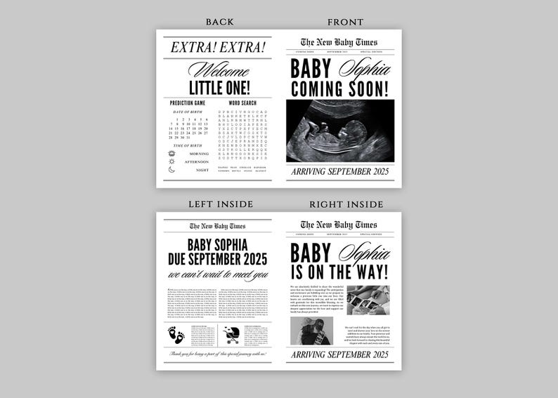 Newspaper Pregnancy Announcement Canva, Large Newspaper Baby ...