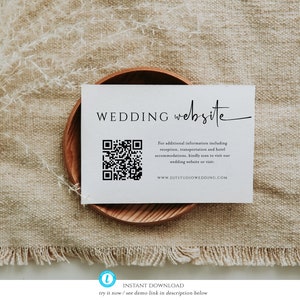 QR Code Wedding Website Card, Minimalist Wedding Insert, Modern Wedding ...