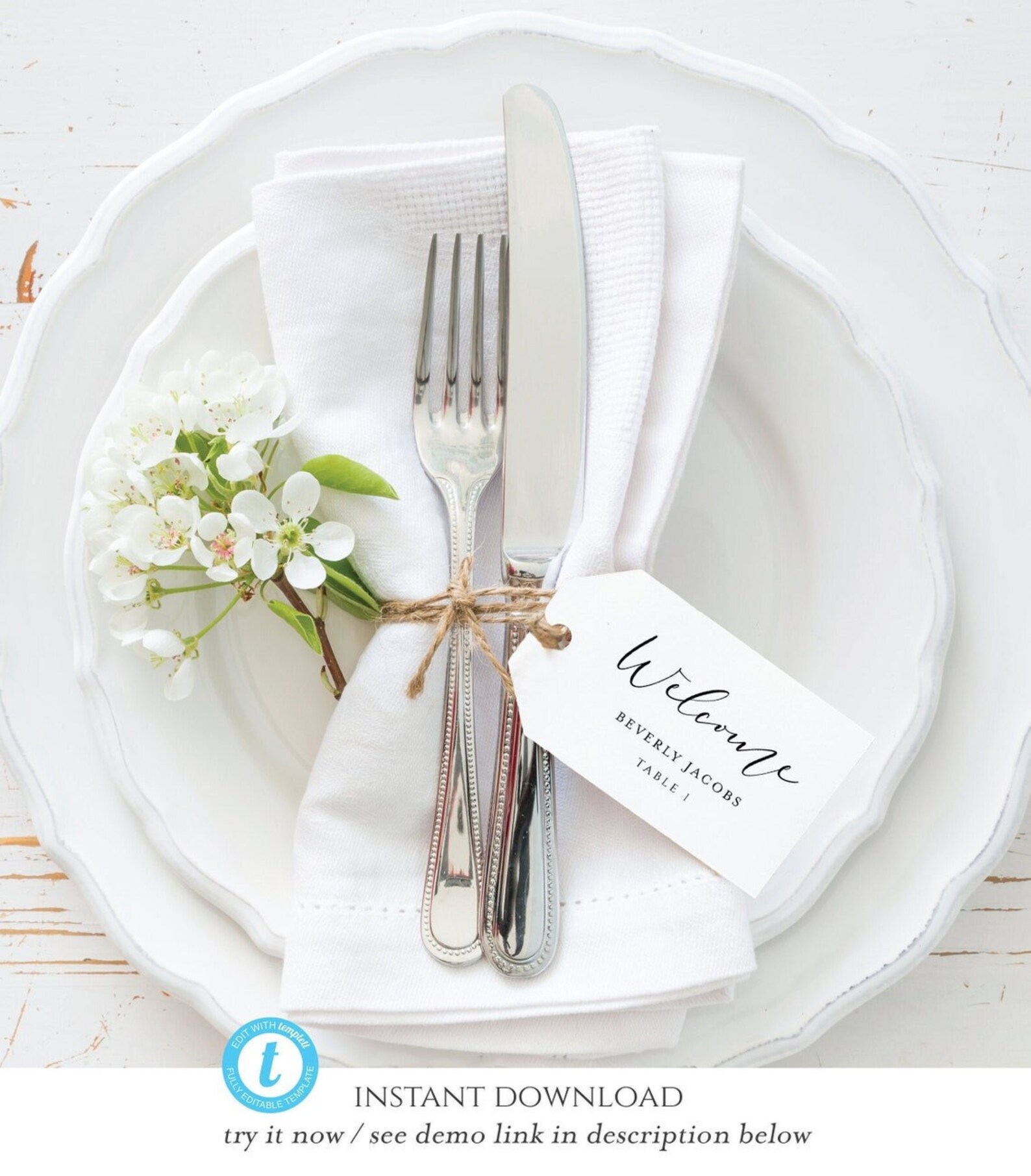 Welcome Place Card Tag Template Guests Wedding Tag Template - Etsy