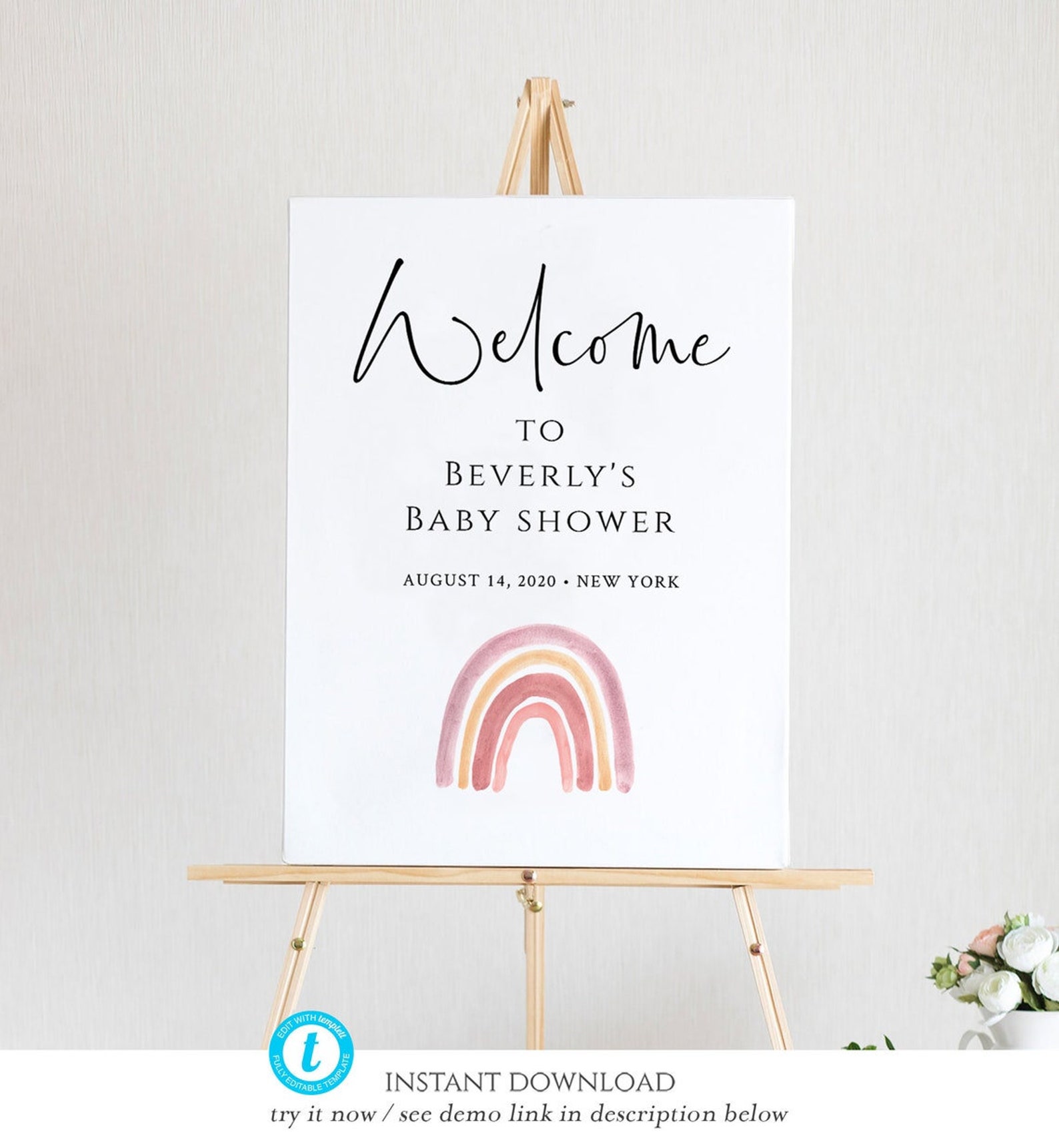 Rainbow Welcome Sign, Editable Rainbow Welcome Sign, It's a Girl ...