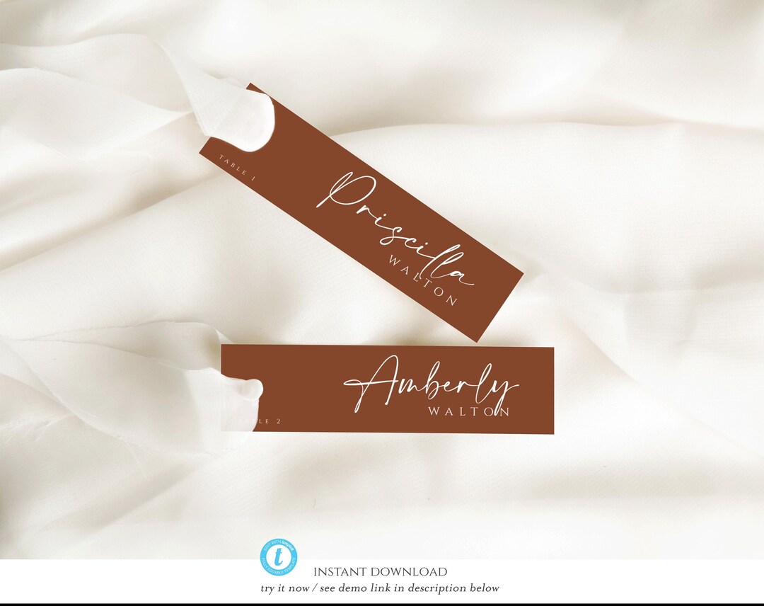 Terracotta Place Cards Template, Wedding Name Cards, Burnt Orange Place ...