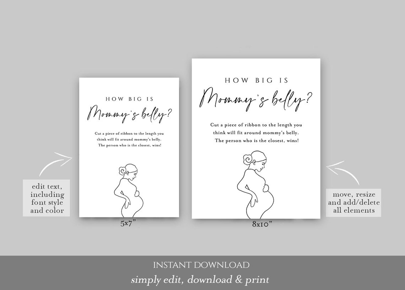 How Big is Her Belly Sign Template, How Big is Mom's Belly Baby Shower ...