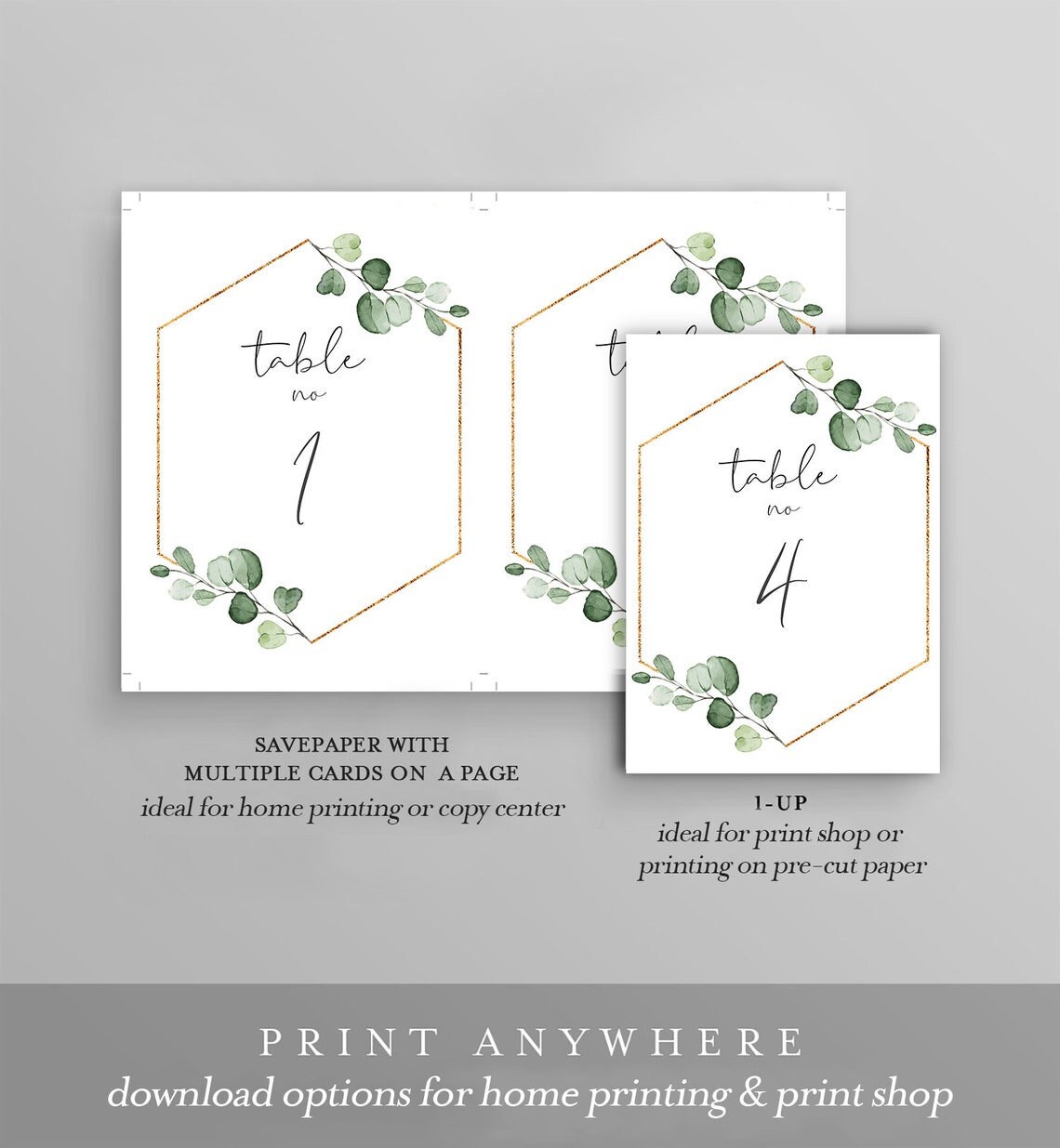 Table Number Template Greenery Card Wedding Table Number - Etsy