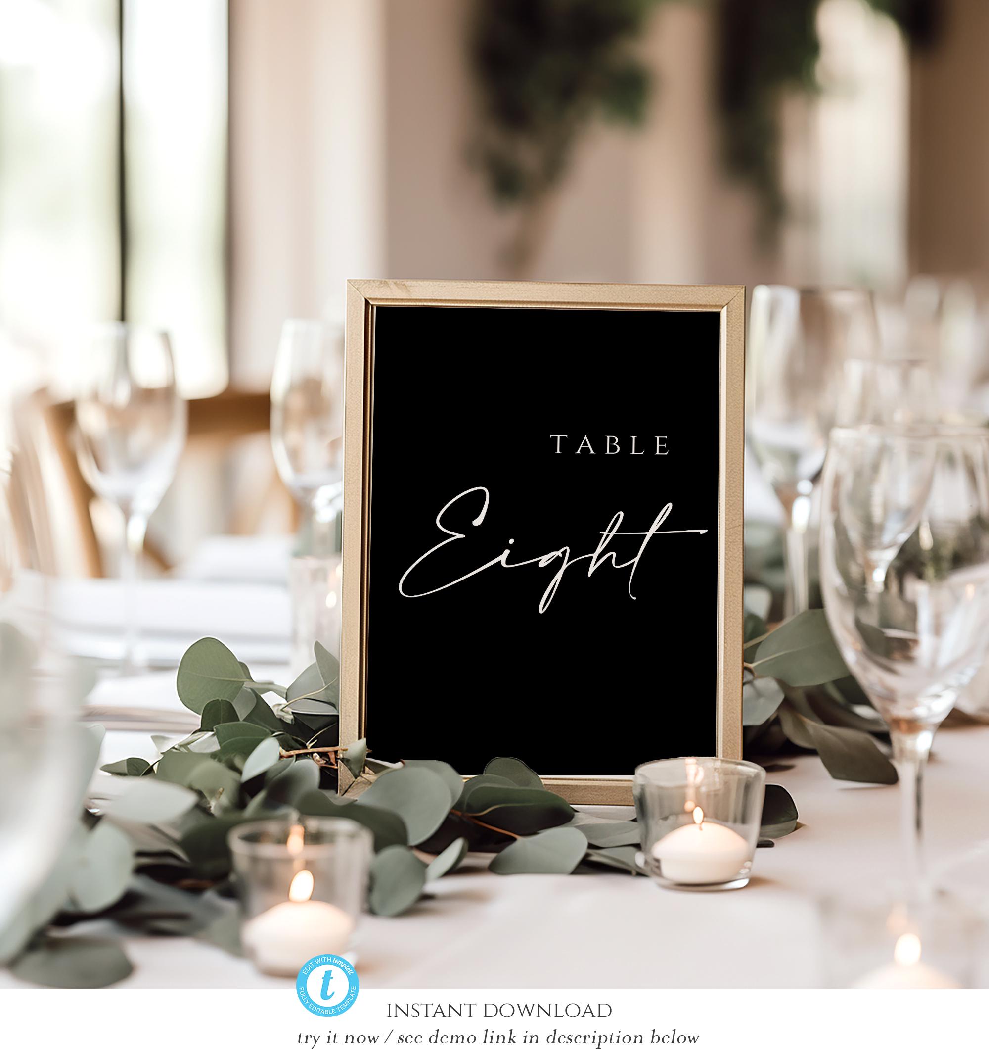 3x5 Seating Chart Black Template, 4x6 Table Number Black, Seating Chart ...