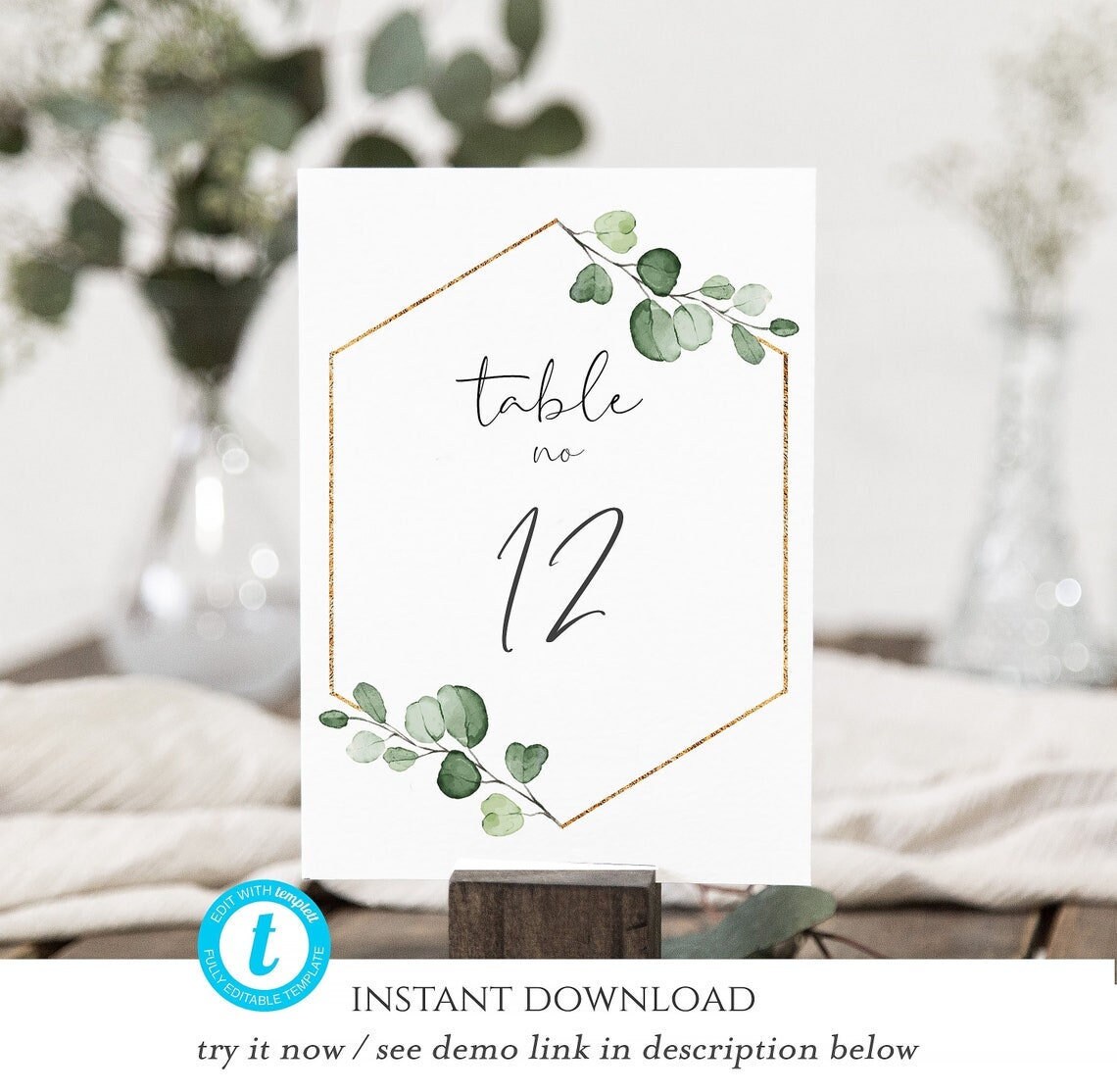 Table Number Template Greenery Card Wedding Table Number - Etsy