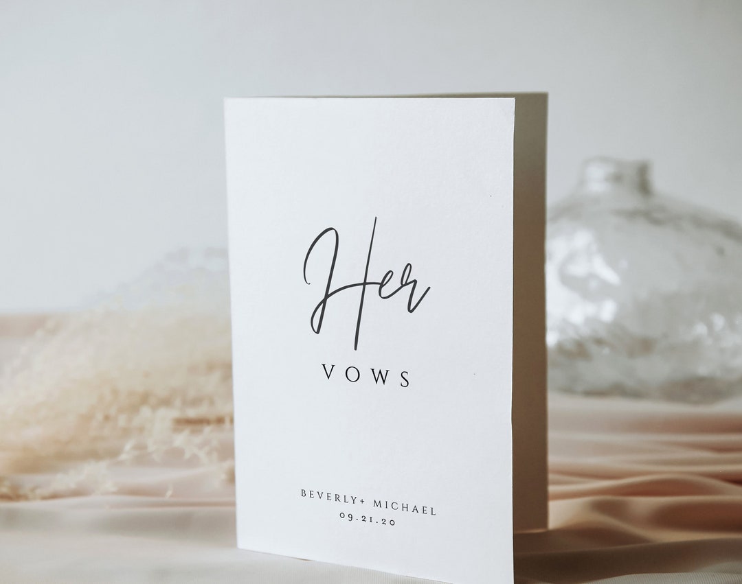 His and Her Wedding Vow Template, Personalized Vow Booklet, Custom ...
