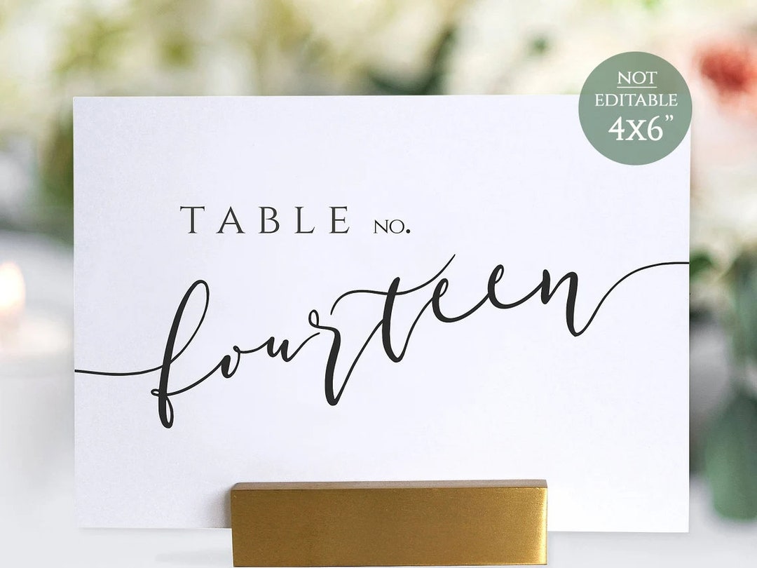 1-30 Tables, Wedding Table Number Template Horizontal Calligraphy ...