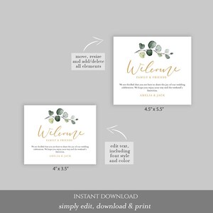 Welcome Bag Label Template, Eucalyptus Welcome Bag, Welcome Box Sticker ...