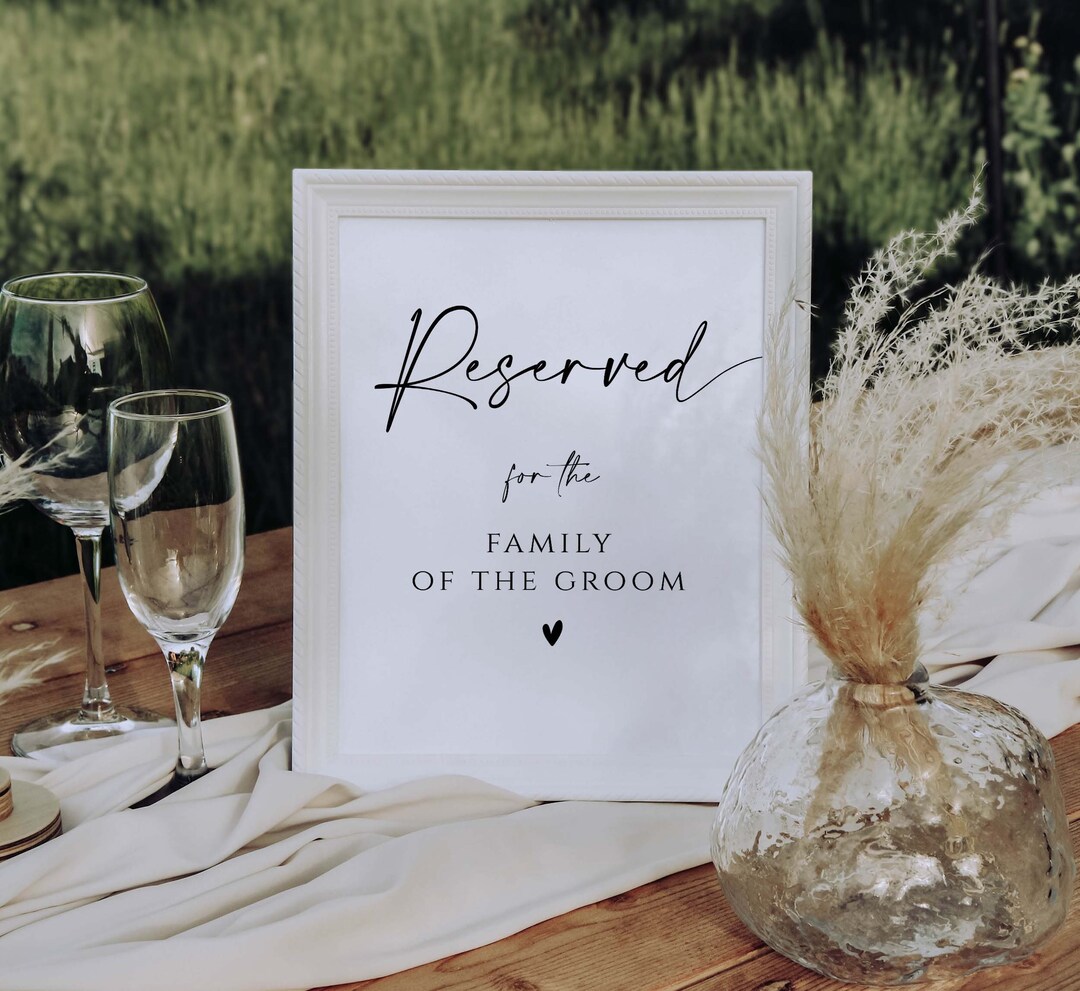 Reserved Wedding Table Signs for the Bride and Groom's Families, Set of ...
