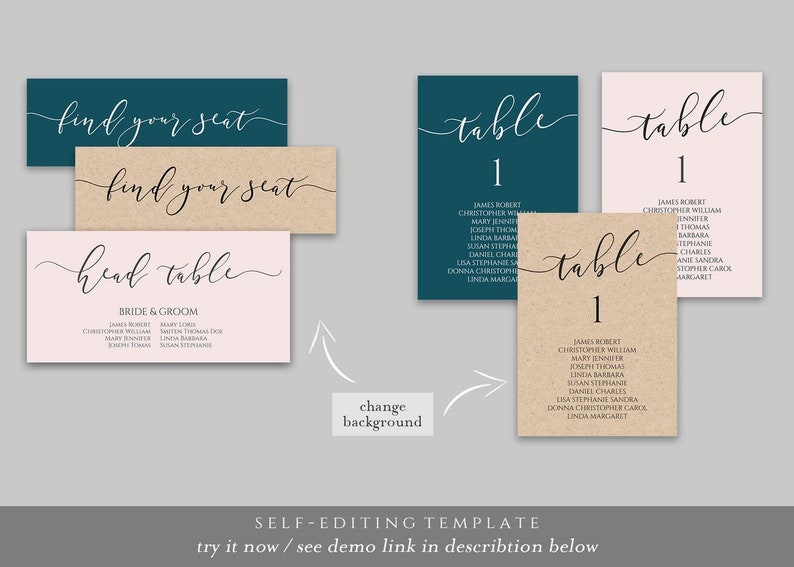 4x6 Wedding Seating Chart Template Calligraphy Table Seating - Etsy