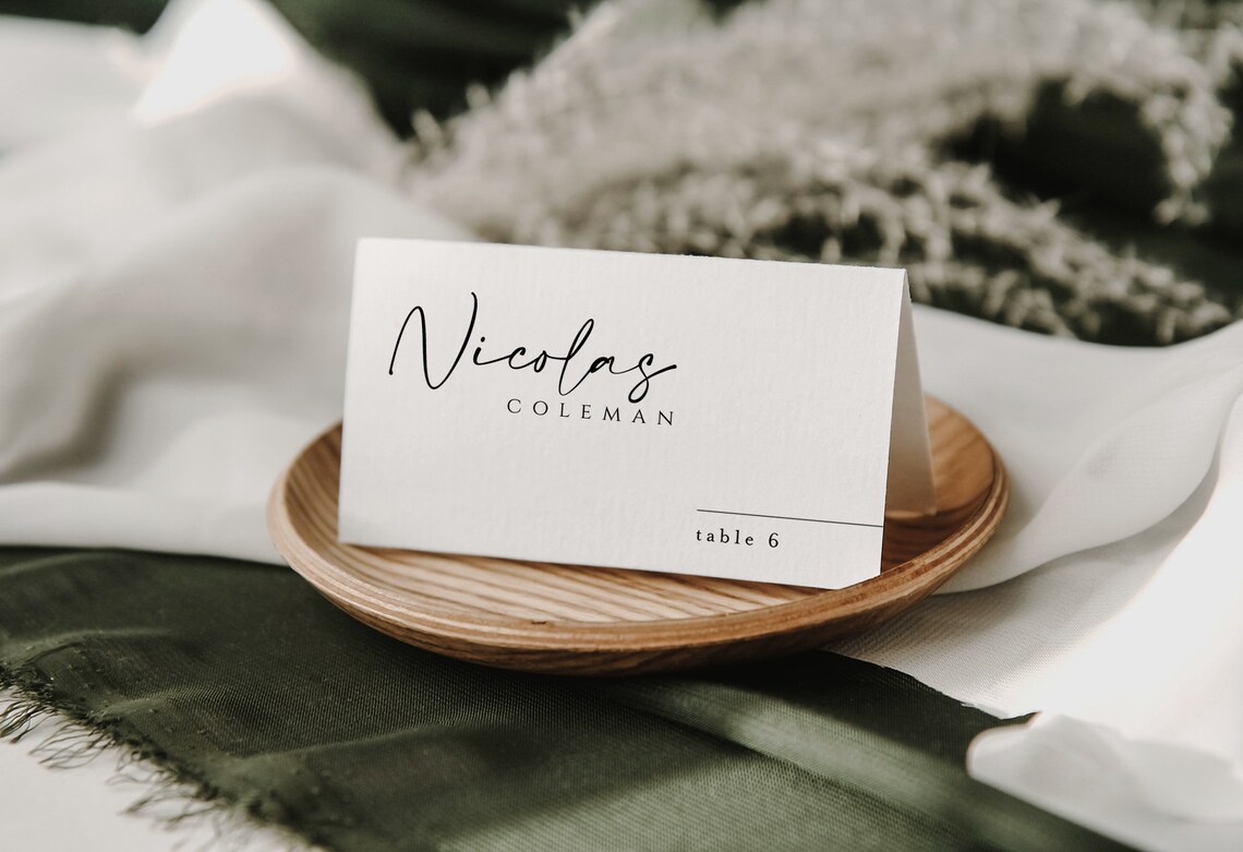 Place Card Template Modern Wedding Place Card Minimalist - Etsy