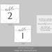 Table Numbers Card Calligraphy, Round Table Number Elegant, Circle ...