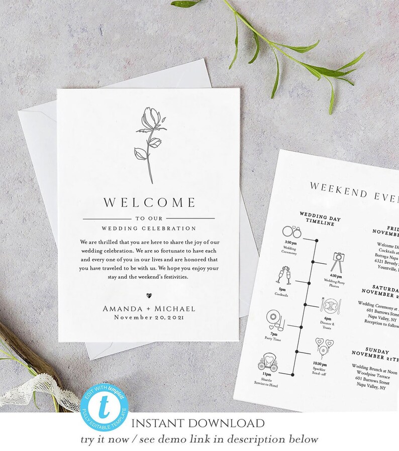 Minimalist Welcome Letter & Timeline Template Laurel - Etsy